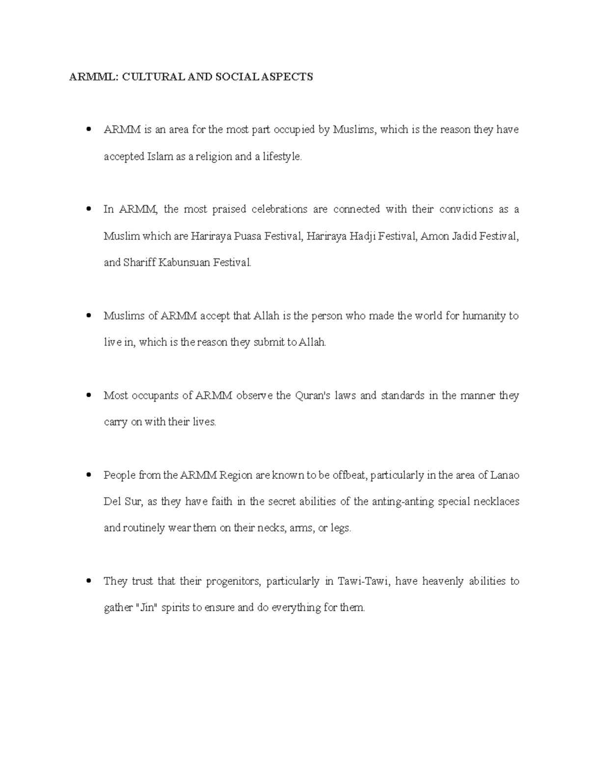 Armml- Cultural AND Social Aspects - ARMML: CULTURAL AND SOCIAL ASPECTS ...