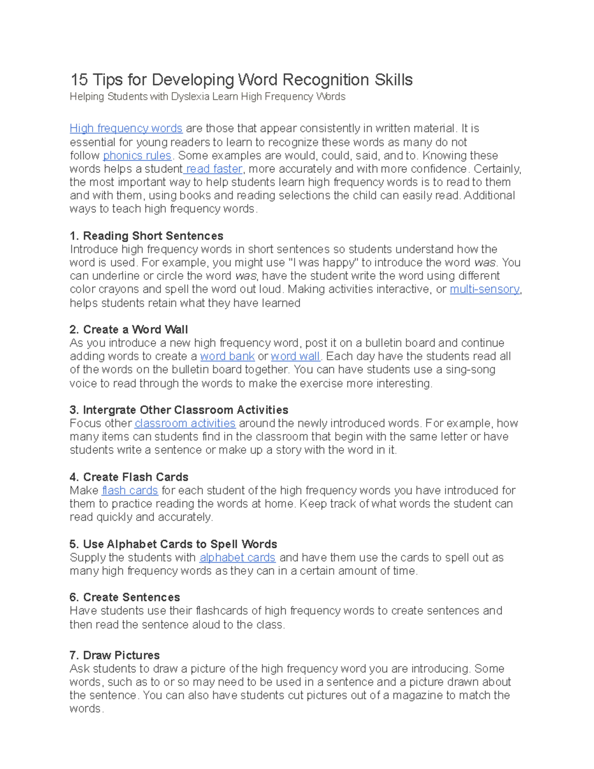 15 Tips for Developing Word Recognition - It is essential for young ...