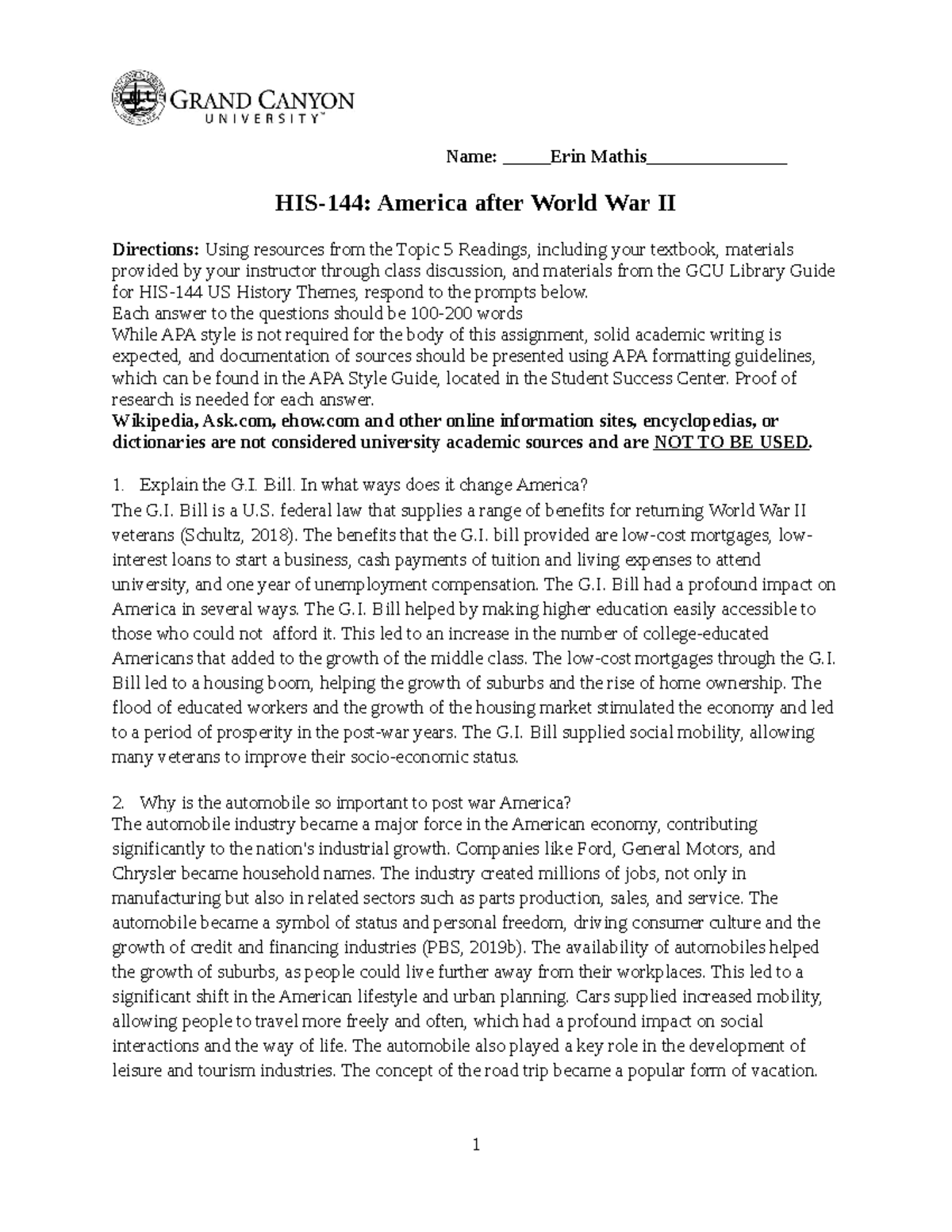 HIS-144-RS-America after WWII Worksheet - Name: Erin Mathis ...