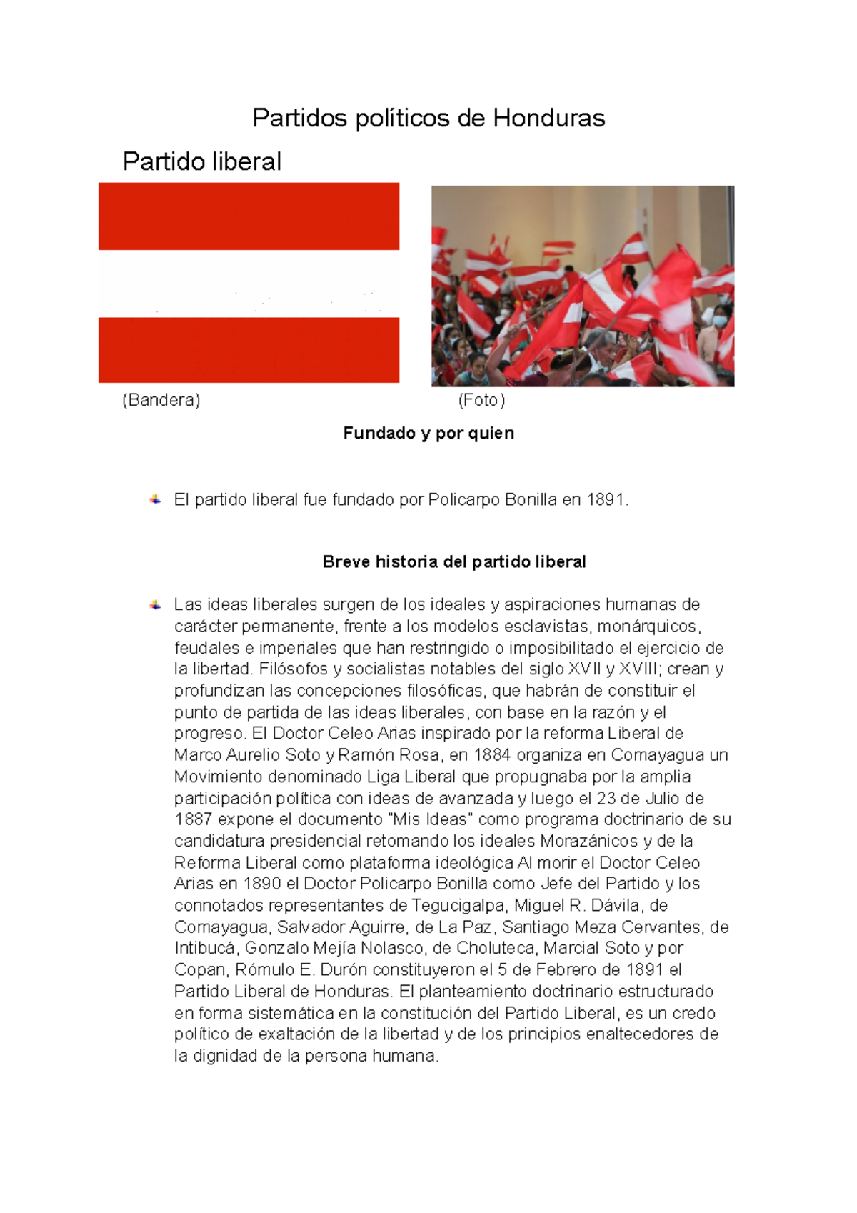 Partidos políticos de Honduras - Partidos políticos de Honduras Partido liberal (Bandera) (Foto ...