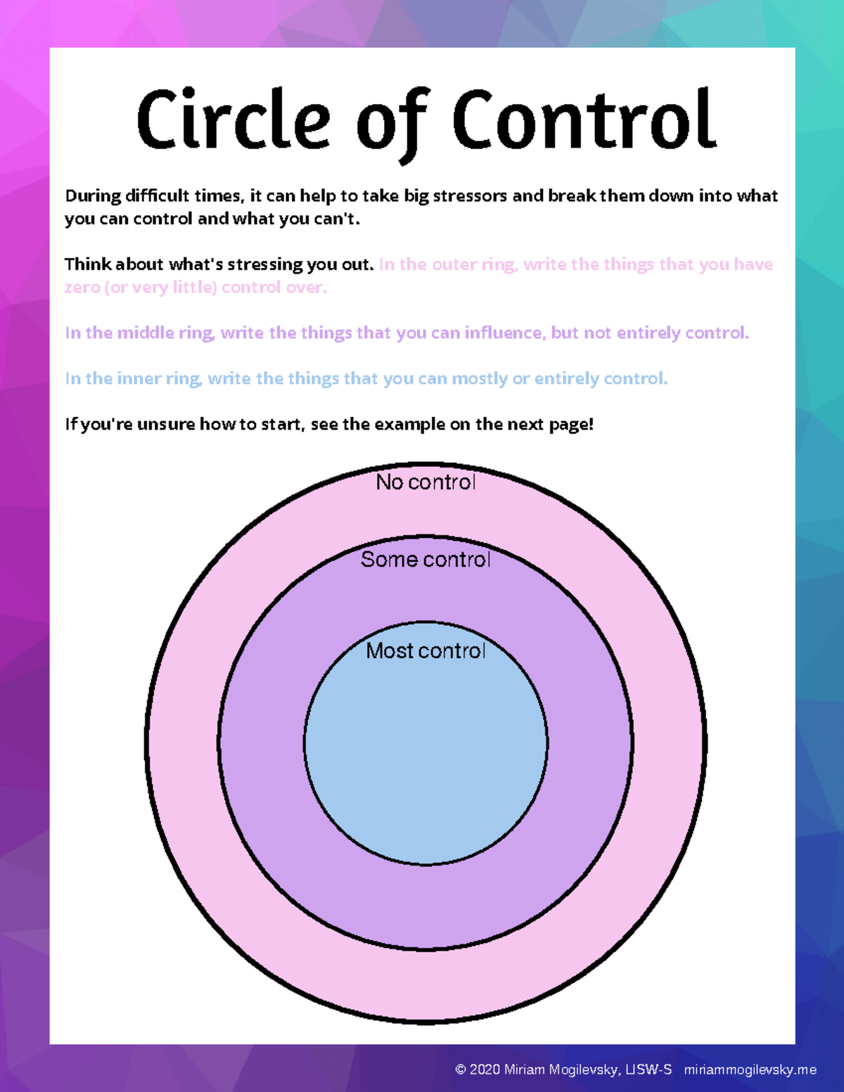 Circle+of+Control - Circle of Control During difficult times, it can ...