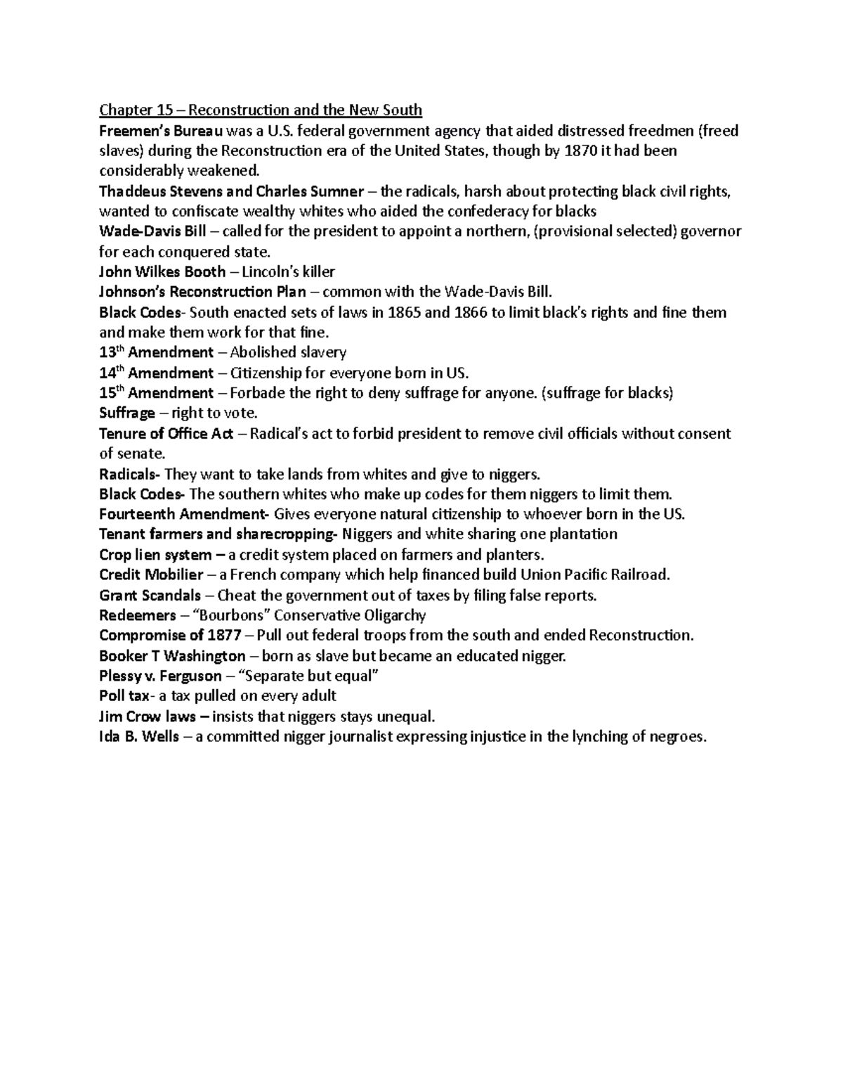 Chapter 15 Reconstruction and the New South - Chapter 15 ...