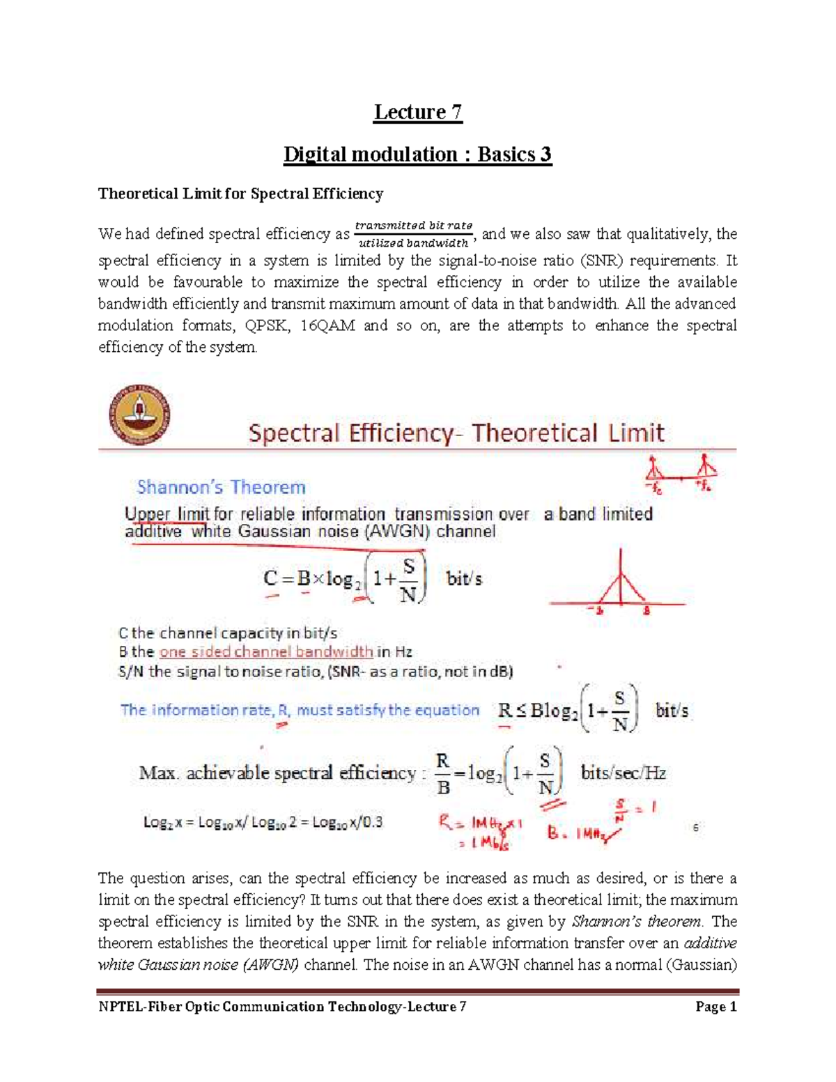 Lec7 - Notes - NPTEL-Fiber Optic Communication Techno Digital ...