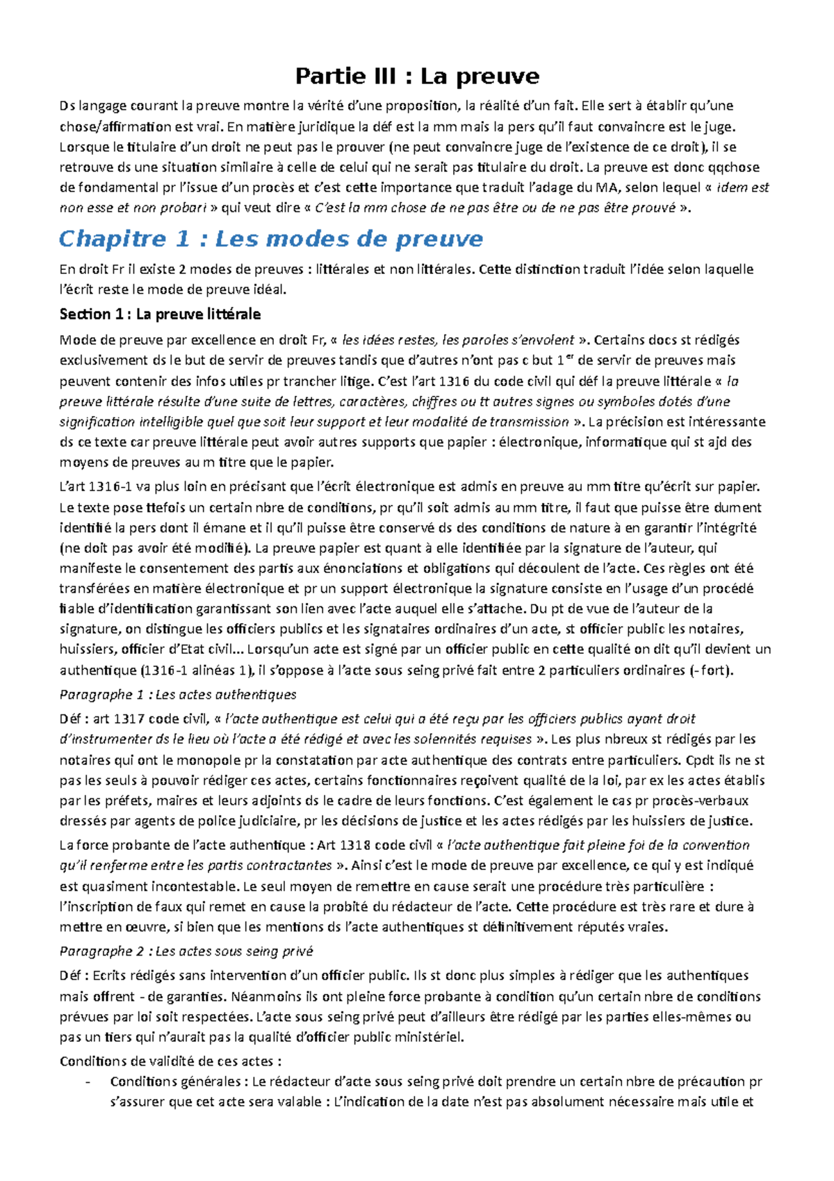 Partie III La preuve - Partie III : La preuve Ds langage courant la ...