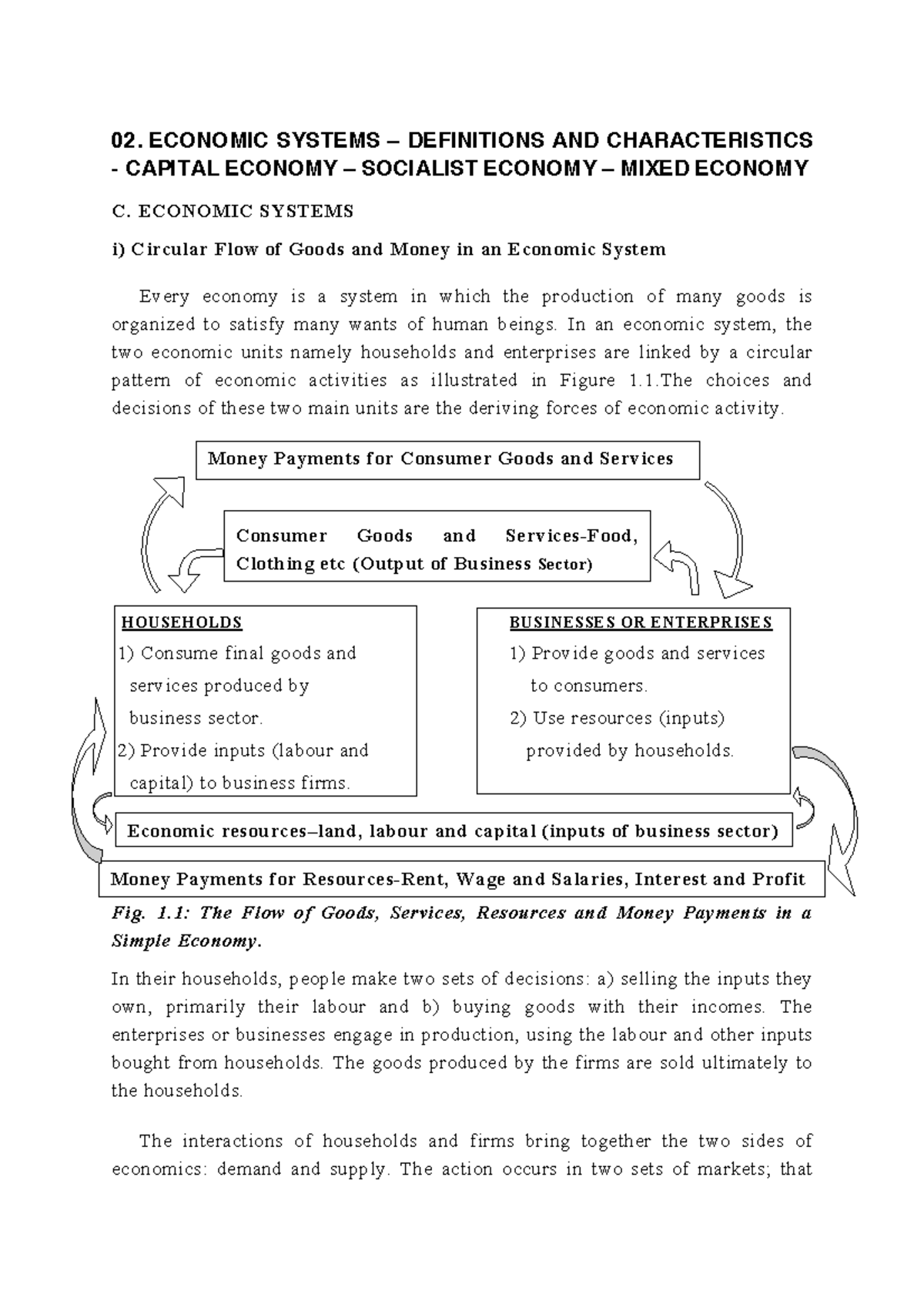 Lec02 - Capitalist economy and socialist economics - Money Payments for ...