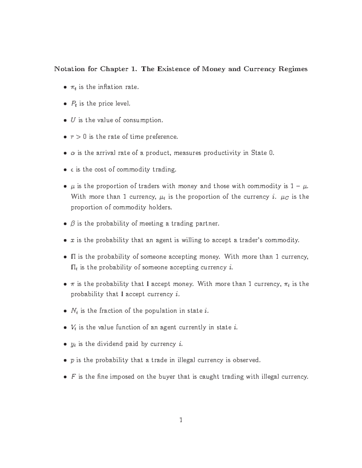 ECON3200 Notation Chapters 1 2 3 - Notation for Chapter 1. The ...