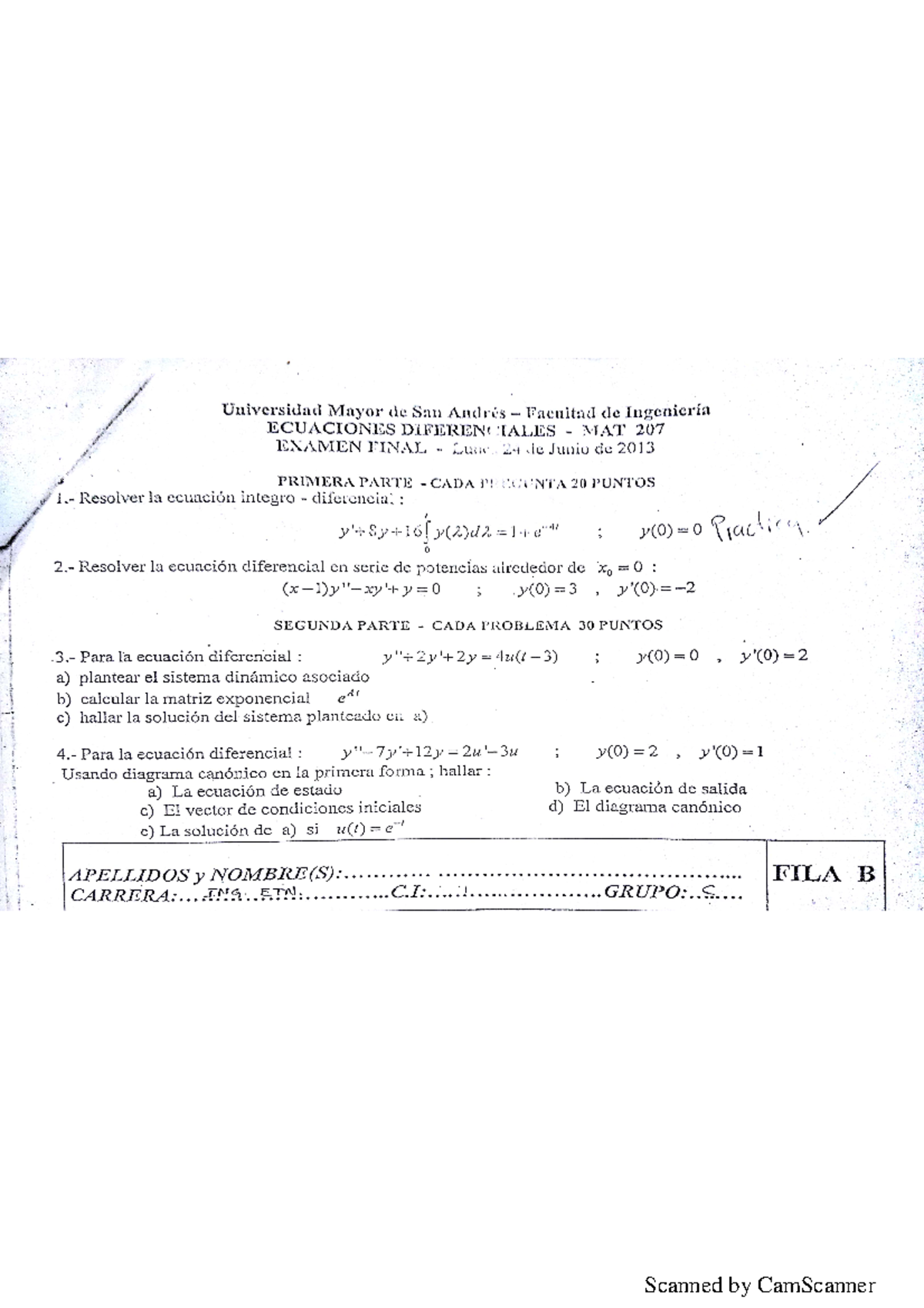 Ex. Finales MAT 207 - laboratorio de fisica 2 - Studocu
