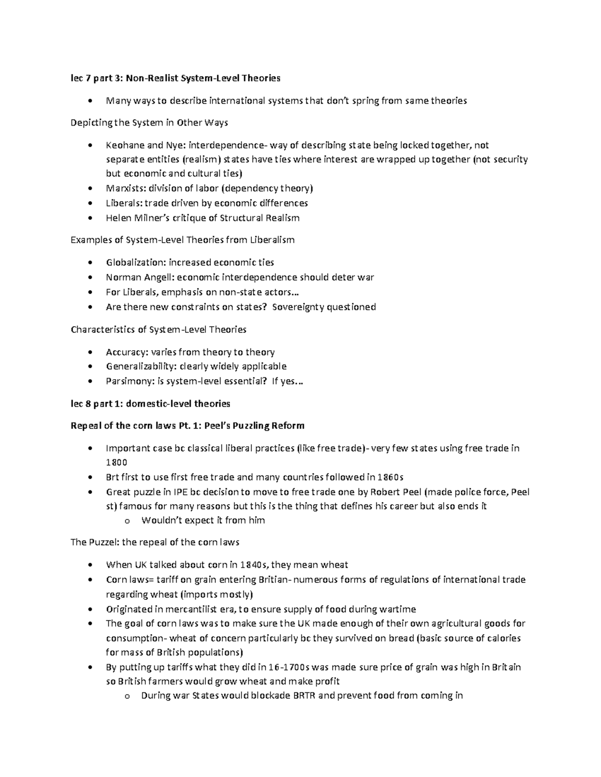 Poli 245 3 notes lec 9 - lec 7 part 3: Non-Realist System-Level ...