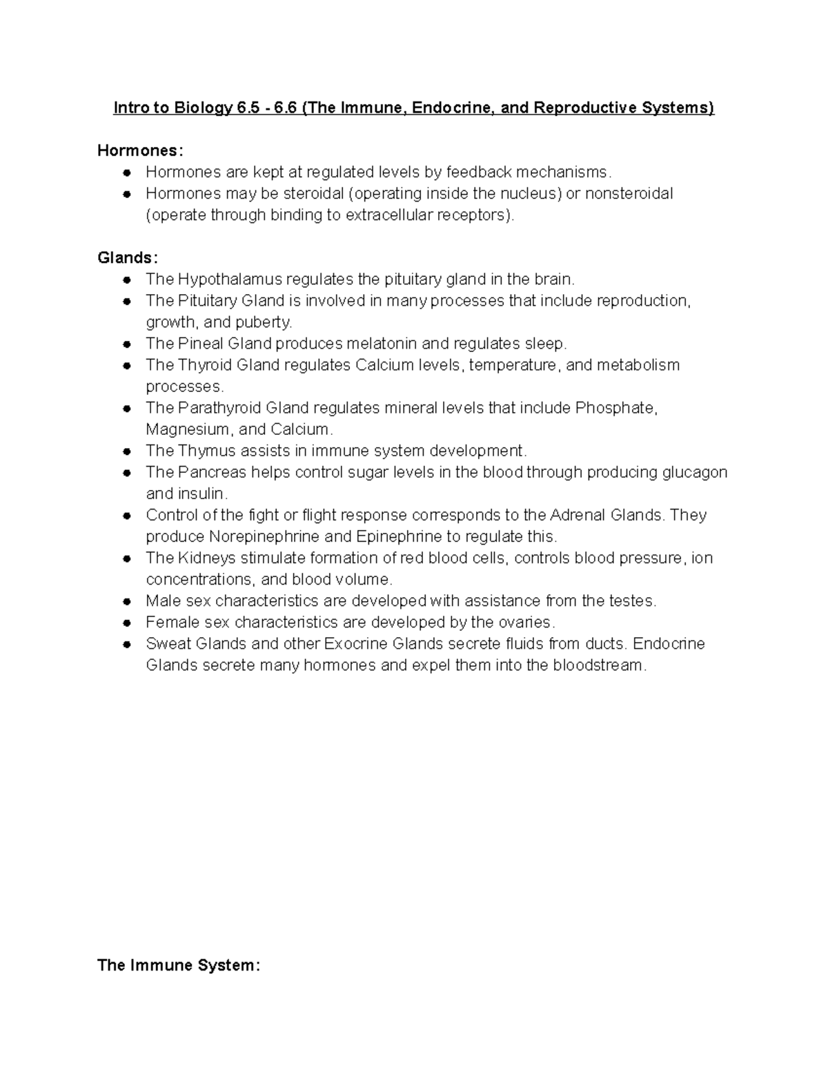 Intro to Bio 6.5 - 6.6 - Intro to Biology 6 - 6 (The Immune, Endocrine ...