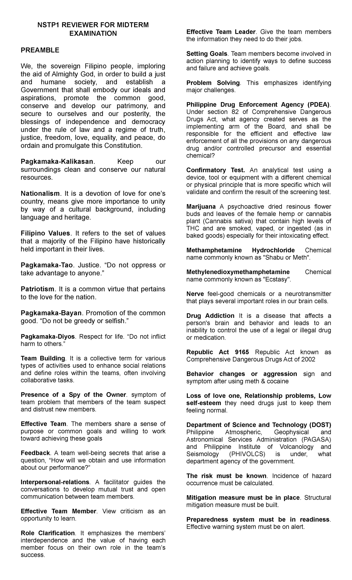 NSTP1- Reviewer-FOR- Midterm- Examination - NSTP1 REVIEWER FOR MIDTERM ...