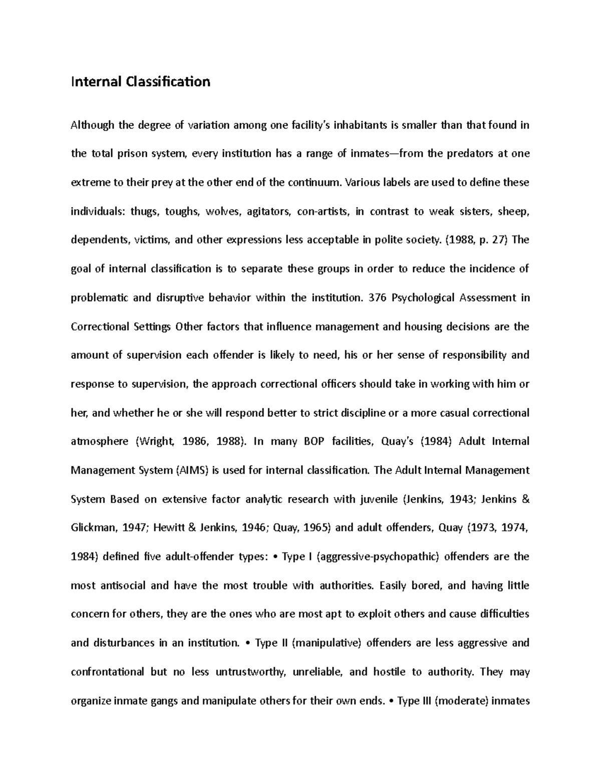 Internal Classification - Internal Classification Although the degree ...