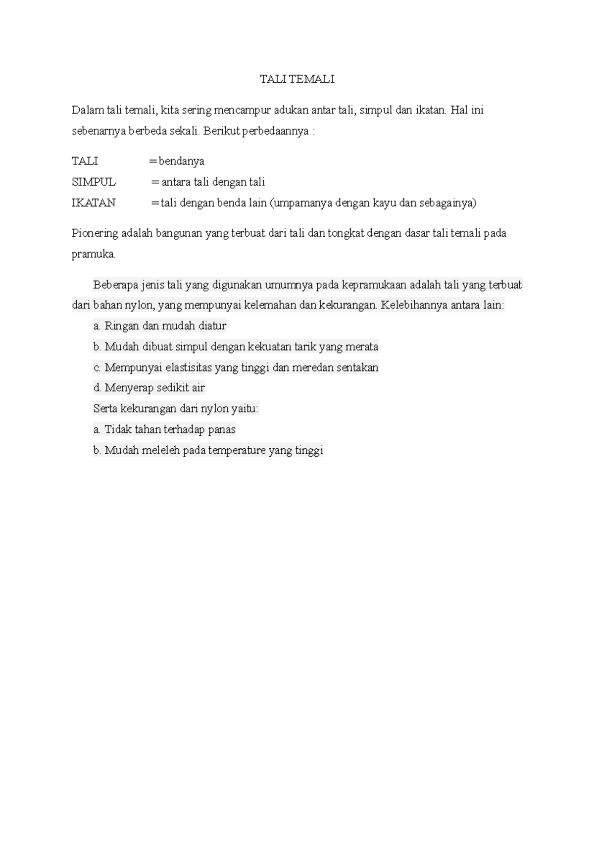 Materi-tali-temali - Materi-tali-temali - TALI TEMALI Dalam tali temali ...