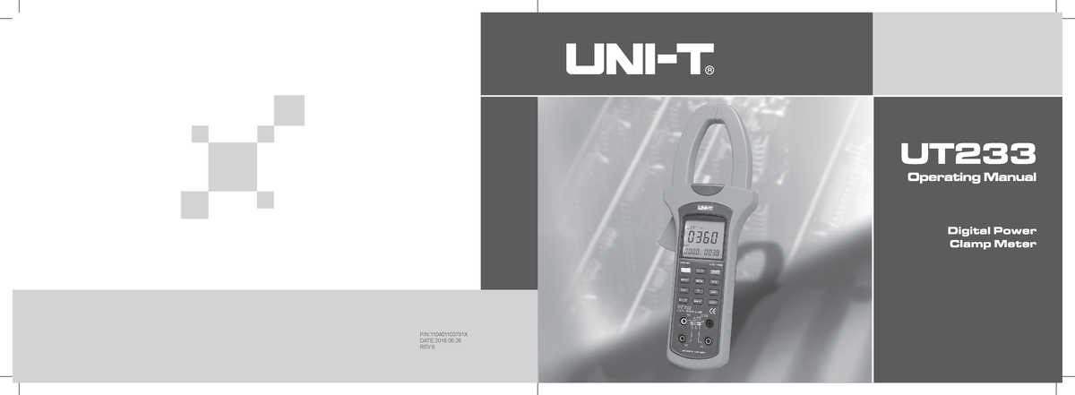 UT233 UNI T Manual - P/N:110401103791X DATE:2018. REV. Model UT ...