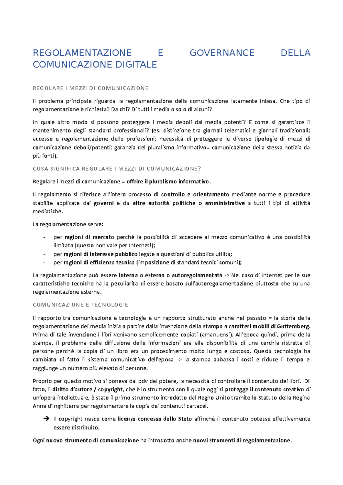 Lezione 3 - voto 30L - REGOLAMENTAZIONE E GOVERNANCE DELLA ...