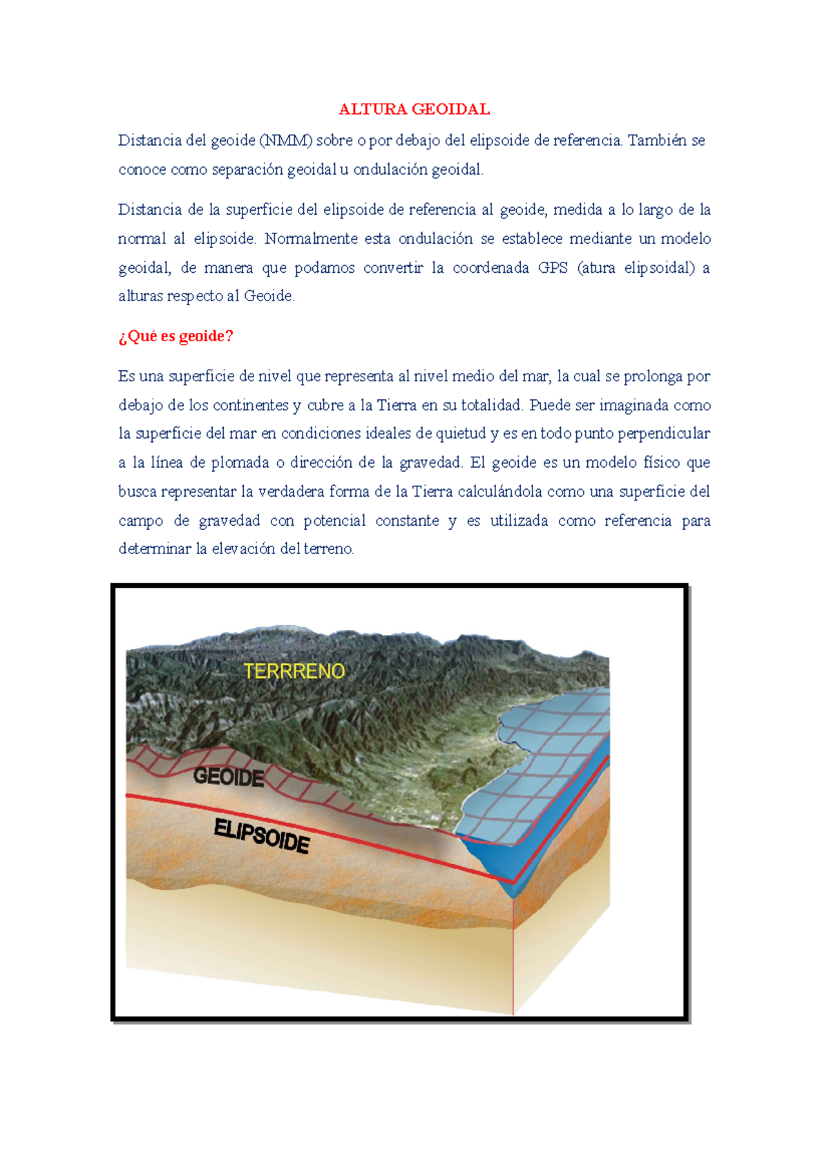 Altura Geoidal - Apuntes - ALTURA GEOIDAL Distancia del geoide (NMM ...