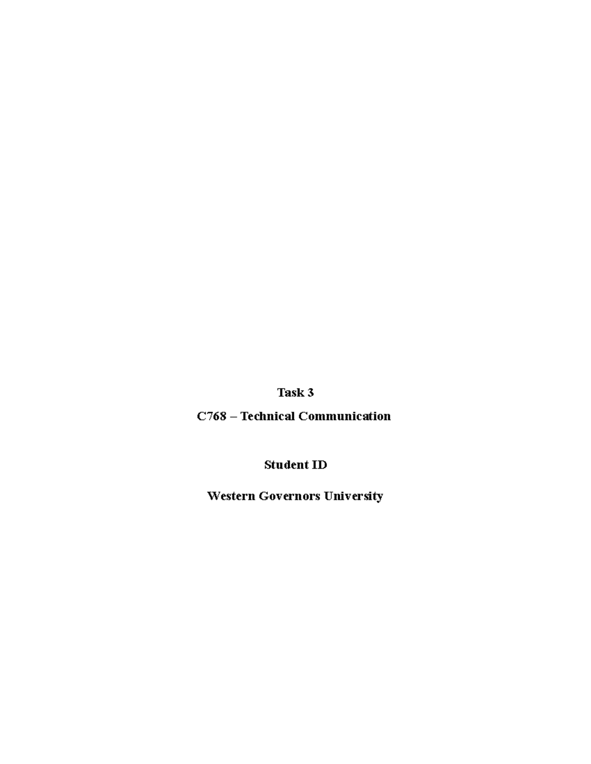 C768 - Task 3 Upload - Task 3 - Task 3 C768 – Technical Communication ...
