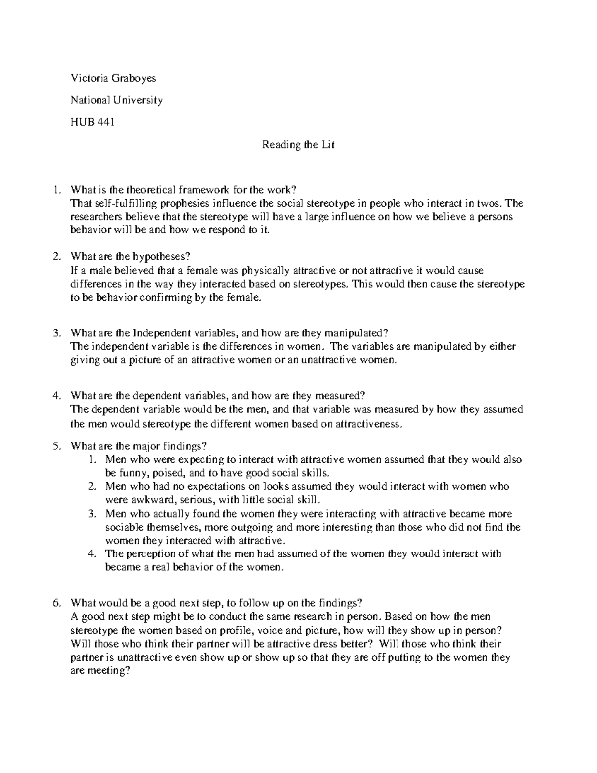 Reading the Lit - Week one Part B - Victoria Graboyes National ...