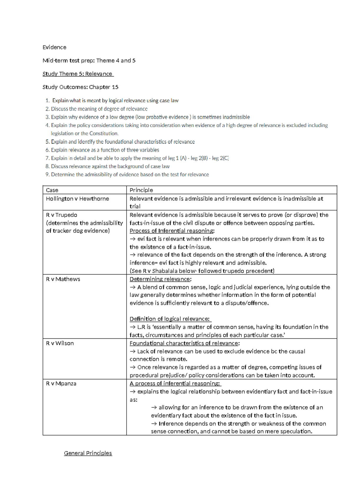 Evidence Theme 4 and 5 notes - Evidence Mid-term test prep: Theme 4 and ...