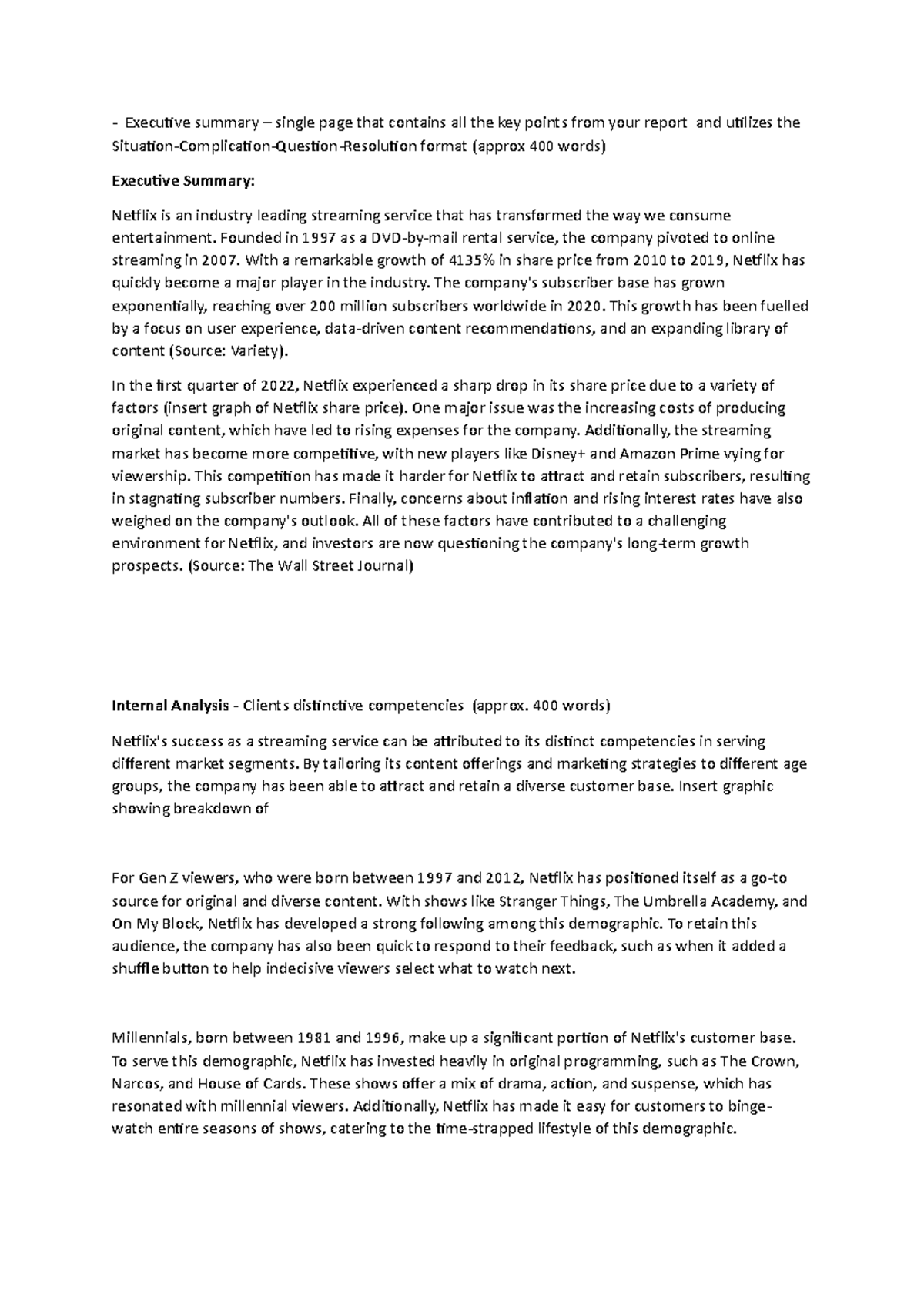 Assignment structure - Lecure 3 notes - Executive summary – single page ...