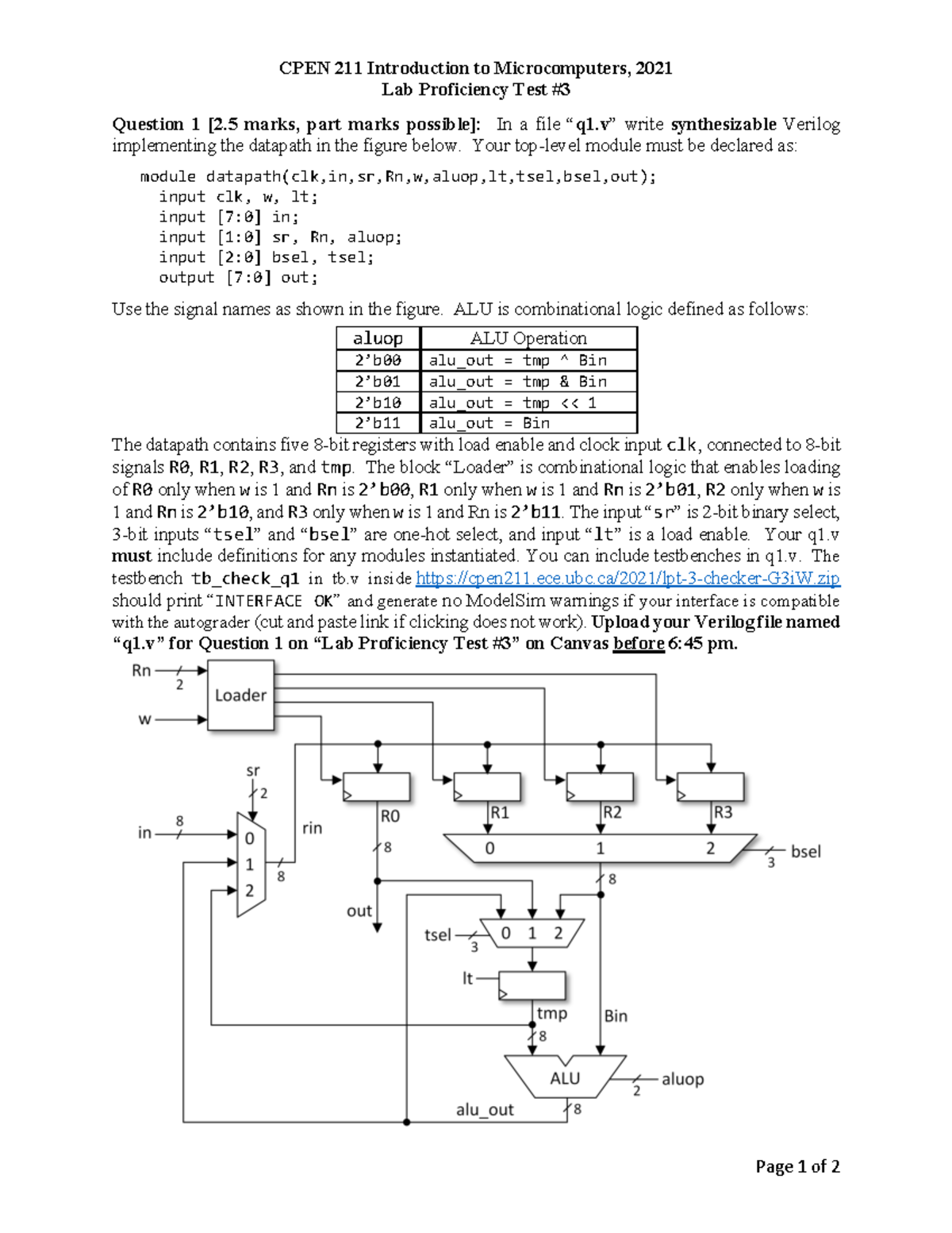 Lpt3-1-2021 - LPT 3, Q1, 2021 - CPEN 211 Introduction to Microcomputers ...