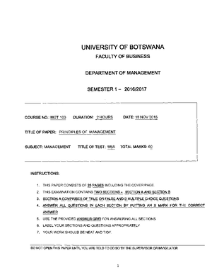 MGT100 Final Exam-2017-2018 - FACULTY OF BUSINESS MANAGEMENT COURSE ...