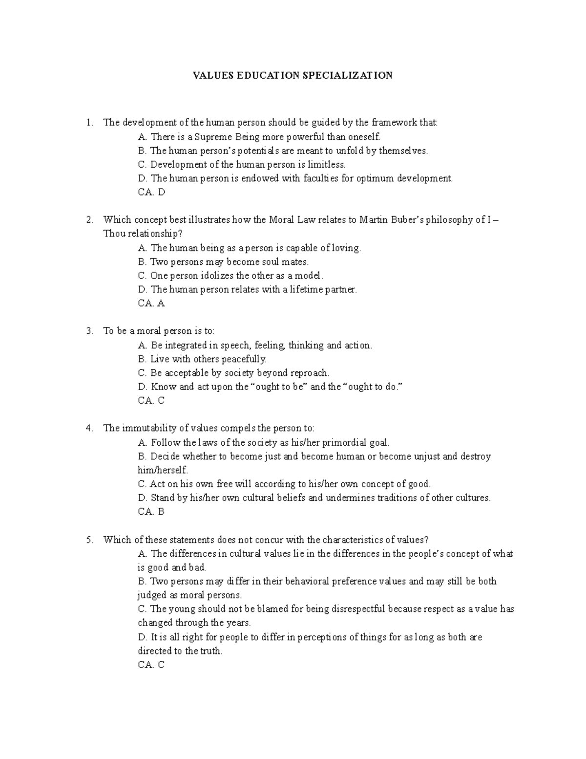 Values Education Major (Part 1) - VALUES EDUCATION SPECIALIZATION The ...