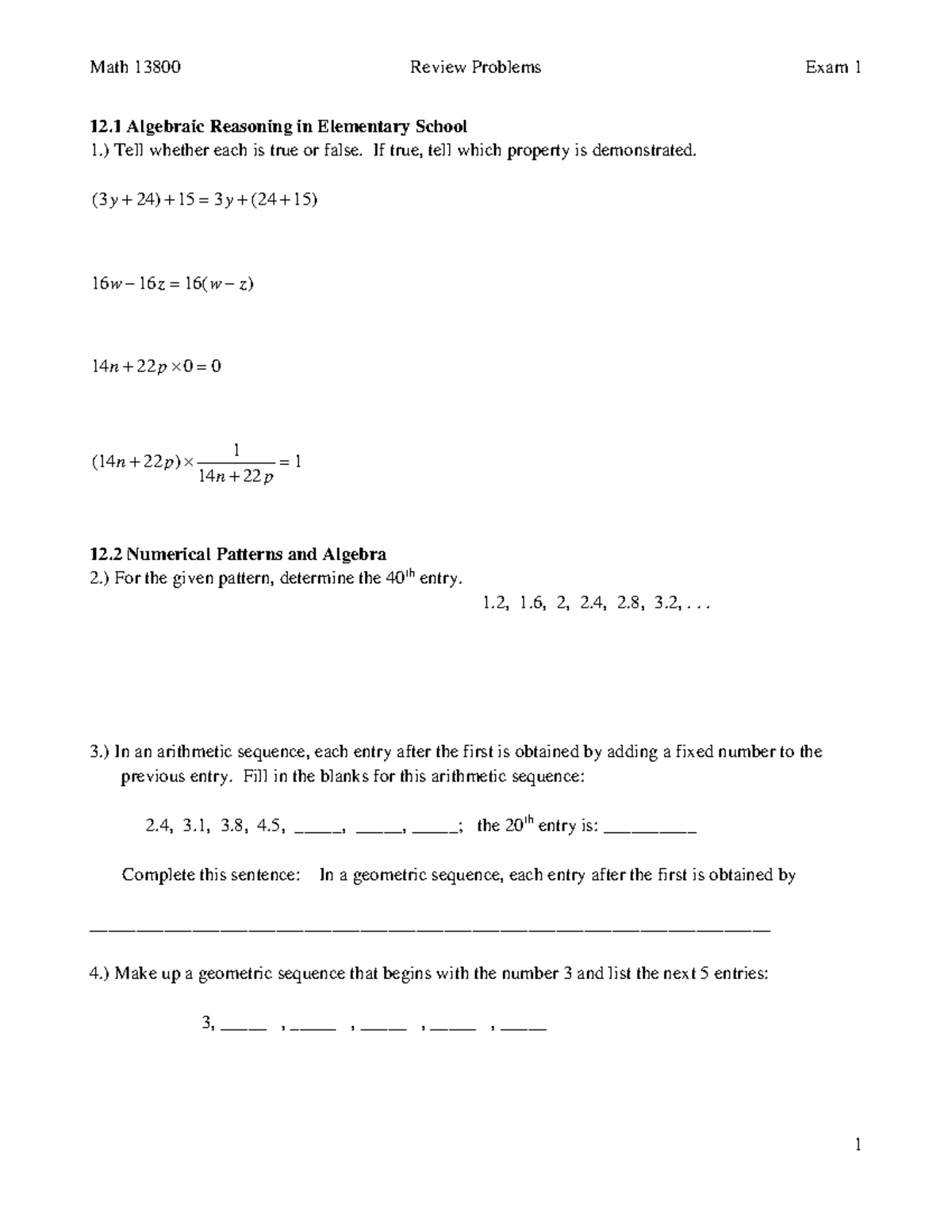 138 Exam 1 Review Problems Sp21 12 Algebraic Reasoning In Elementary 138-exam-1-review-problems-sp21-12-algebraic-reasoning-in-elementary