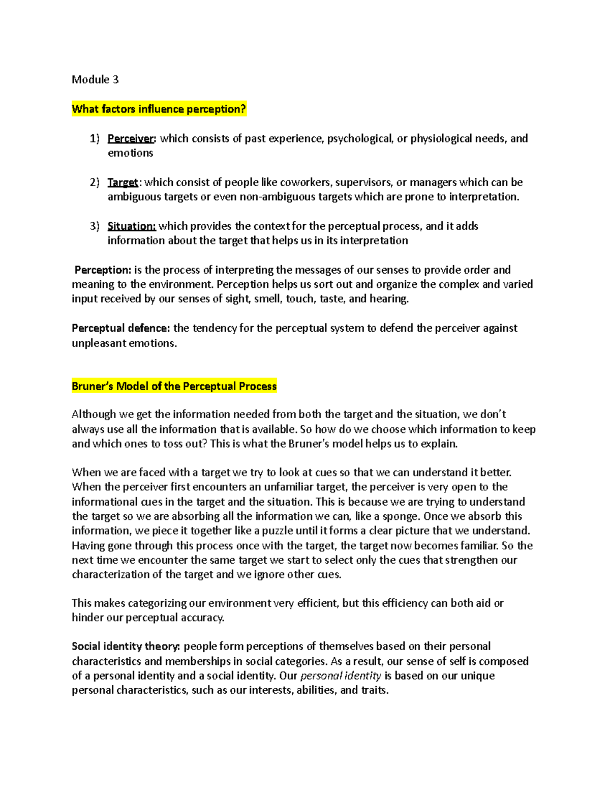 Module 3 - lecture notes ch 3 - Module 3 What factors influence ...