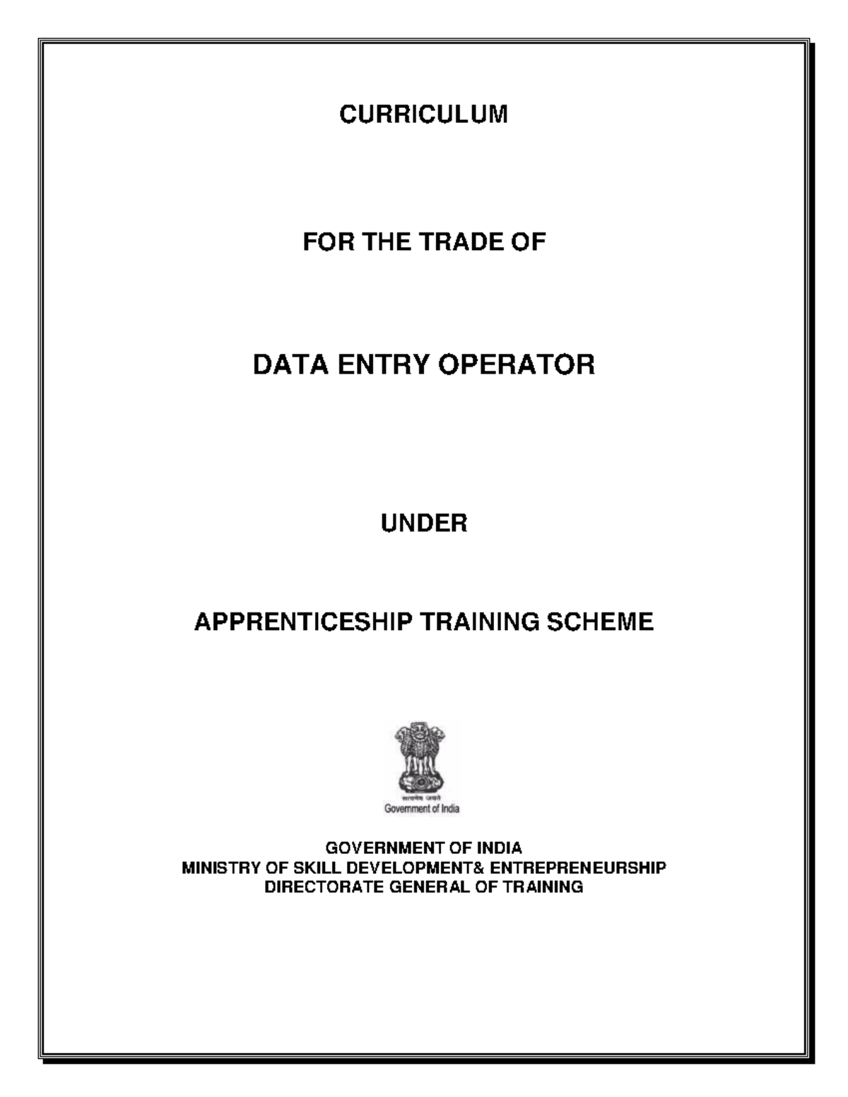 Data Entry Operator - Its about computer basse - CURRICULUM FOR THE ...