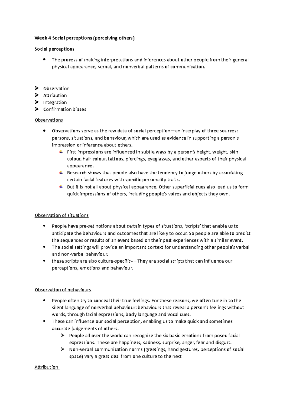 Week 4 Social perceptions - Week 4 Social perceptions (perceiving ...
