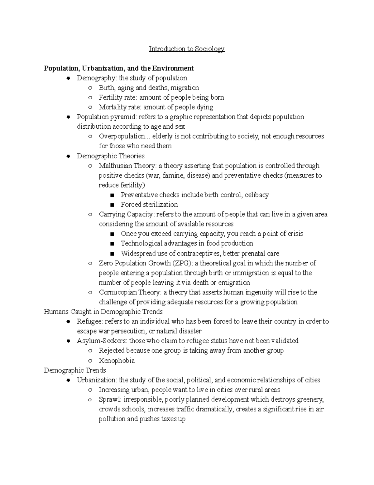 Population, Urbanization and Environment Pdf - Introduction to ...