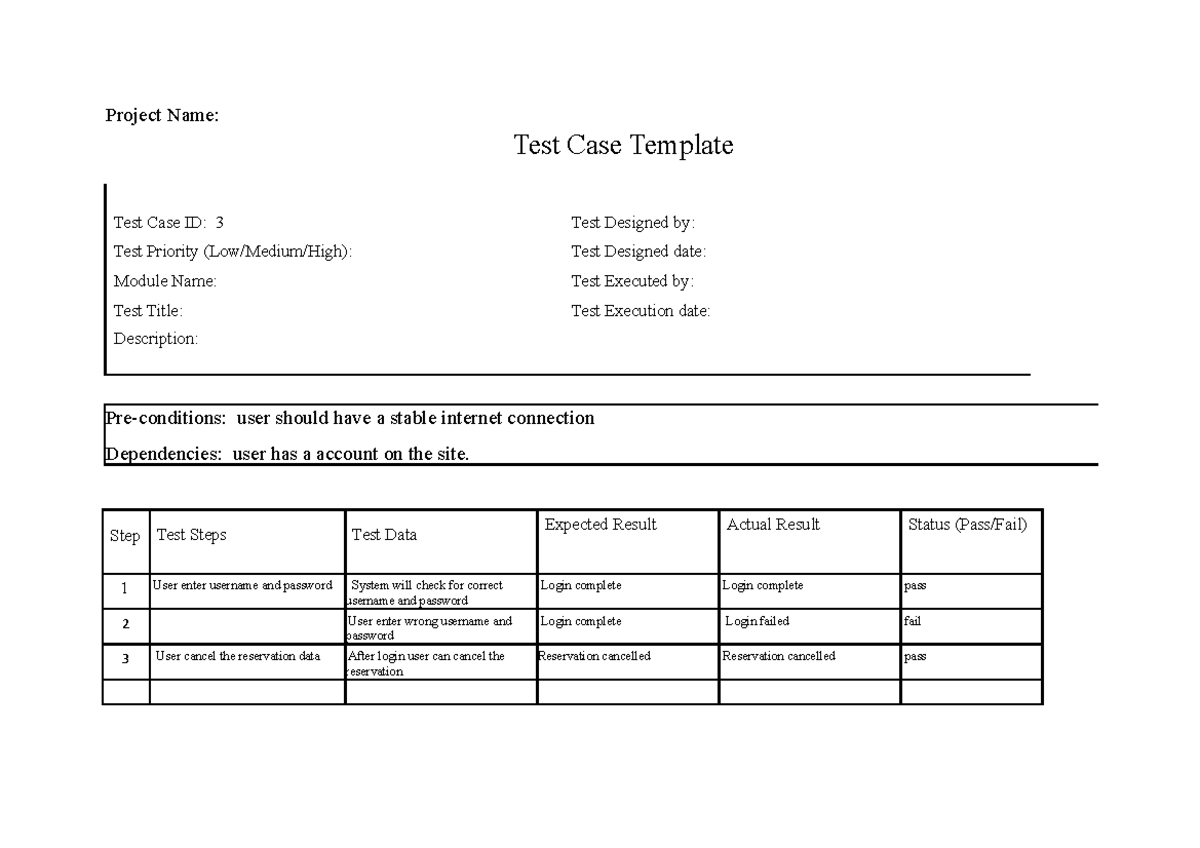 Project Namtest case 3 - it helps - Project Name: Test Case Template ...
