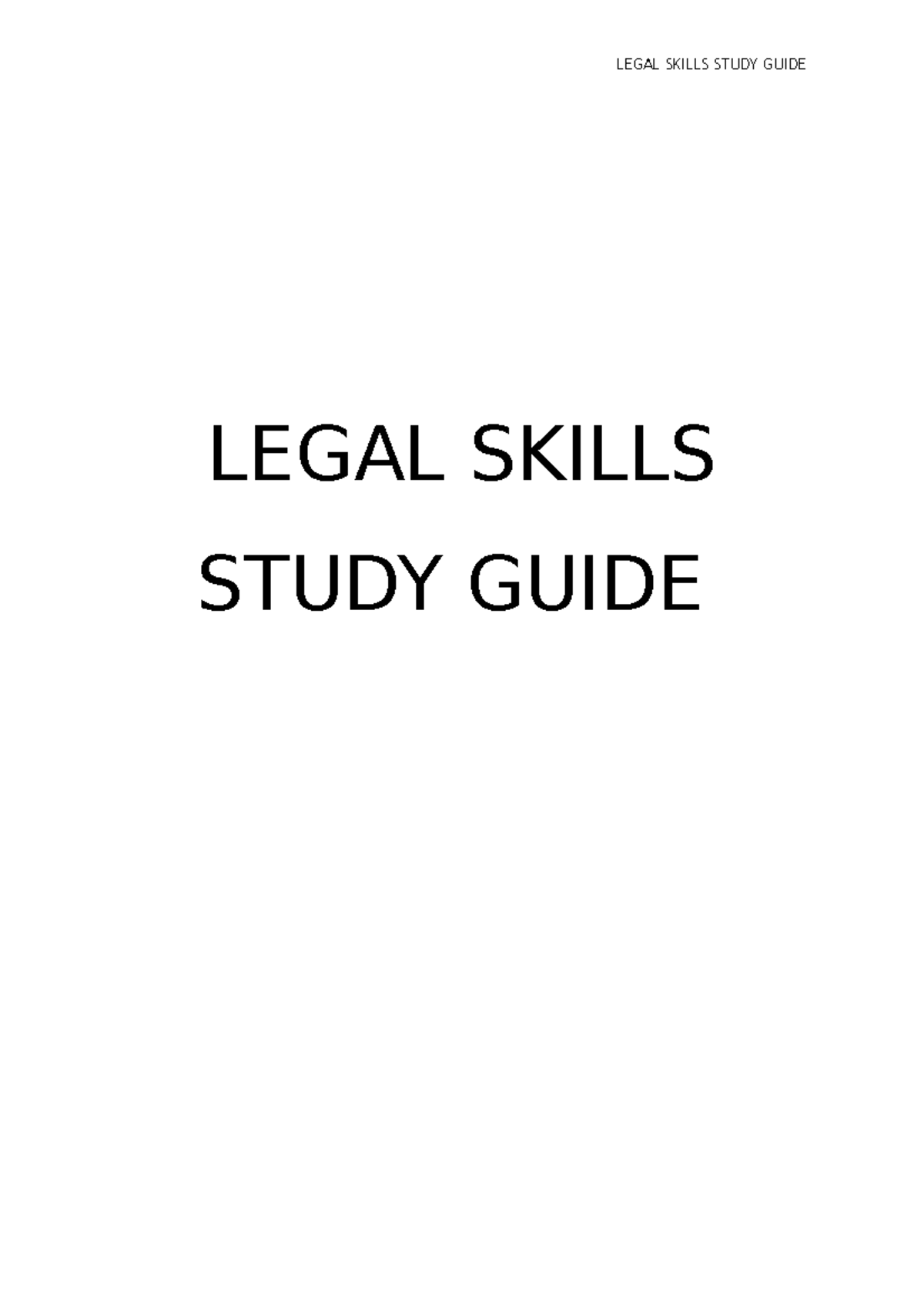 Legal Skills Study Guide - LEGAL SKILLS STUDY GUIDE An Introduction to ...