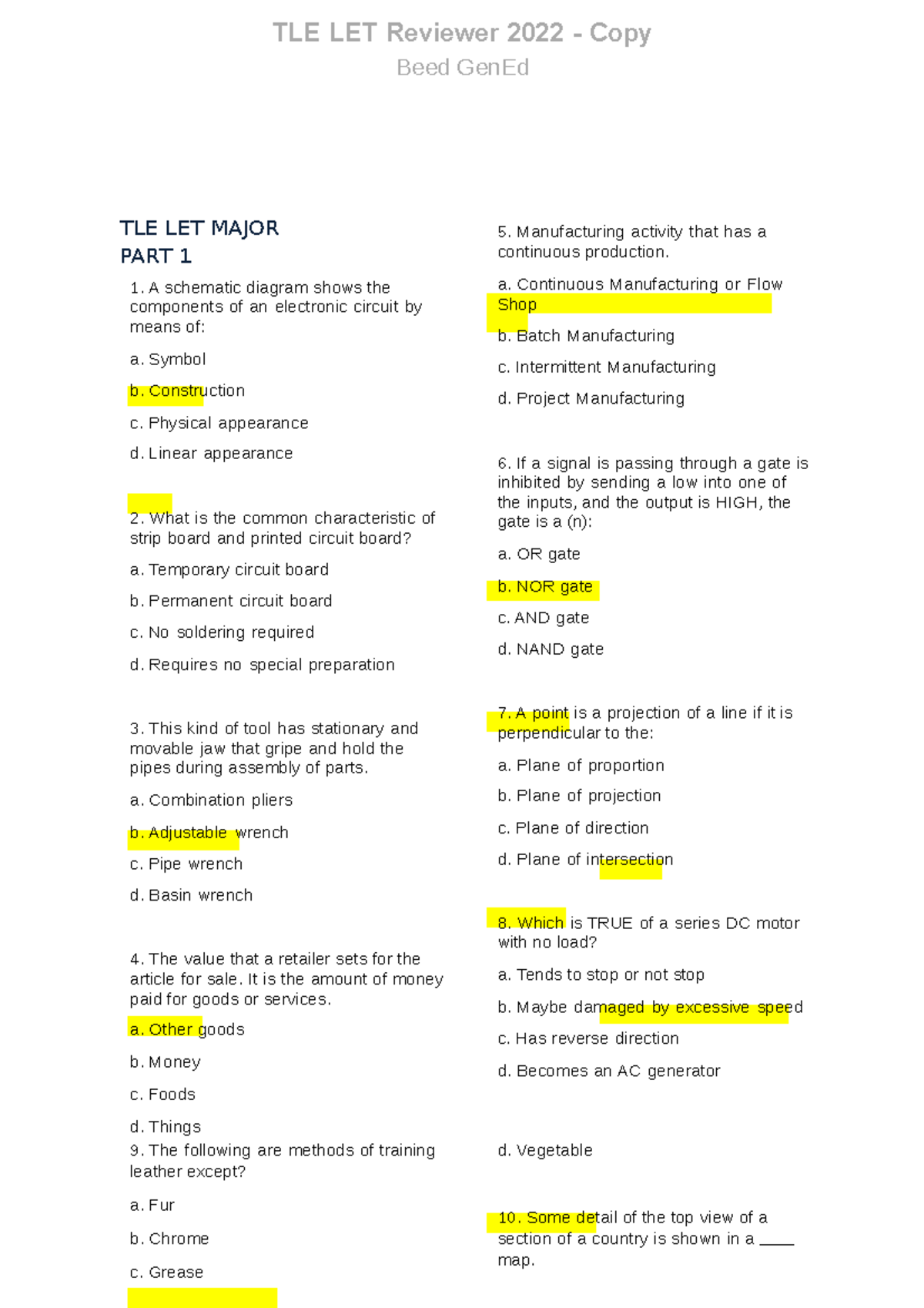 Tle-let-reviewer-2022-copy compress - TLE LET Reviewer 2022 - Copy Beed ...