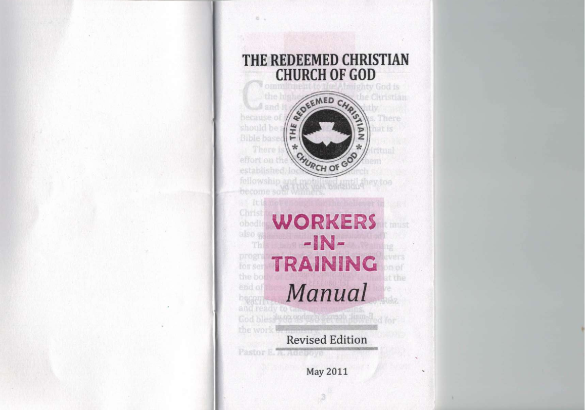 RCCG Workers In Training Manual - THE REDEEMED CHRISTIAN CHURCH OF GOD ...