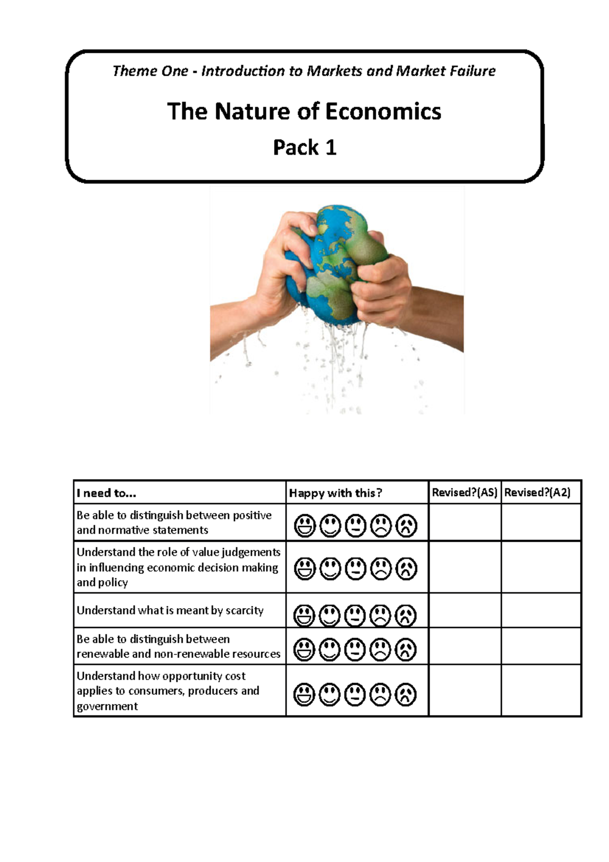 Pack 1 Nature of Economics - I need to... Happy with this? Revised?(AS ...