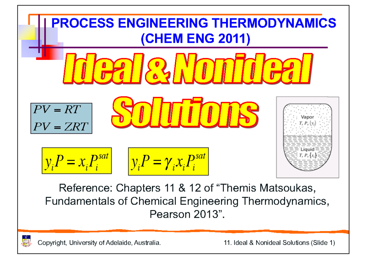 PPT-11 Ideal and Non-ideal solutions - Reference: Chapters 11 & 12 of ...