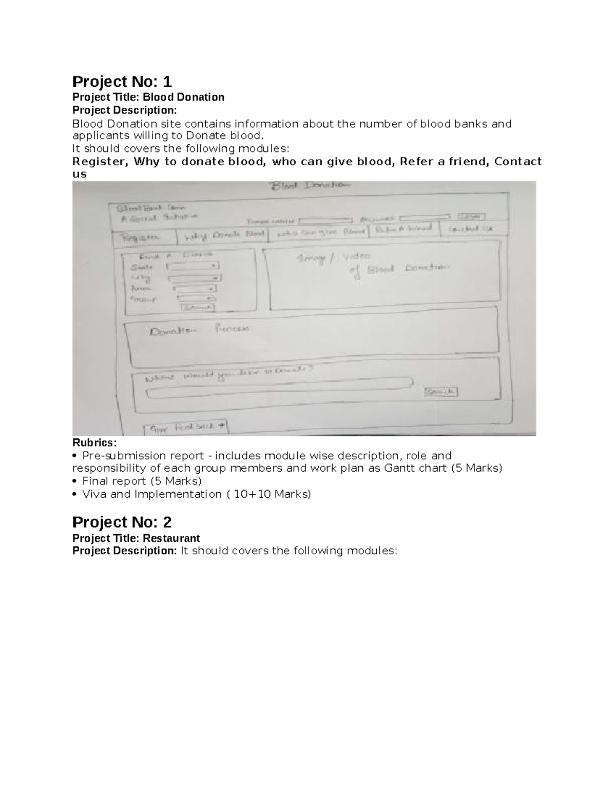 Projectspdf - Project No: 1 Project Title: Blood Donation Project ...