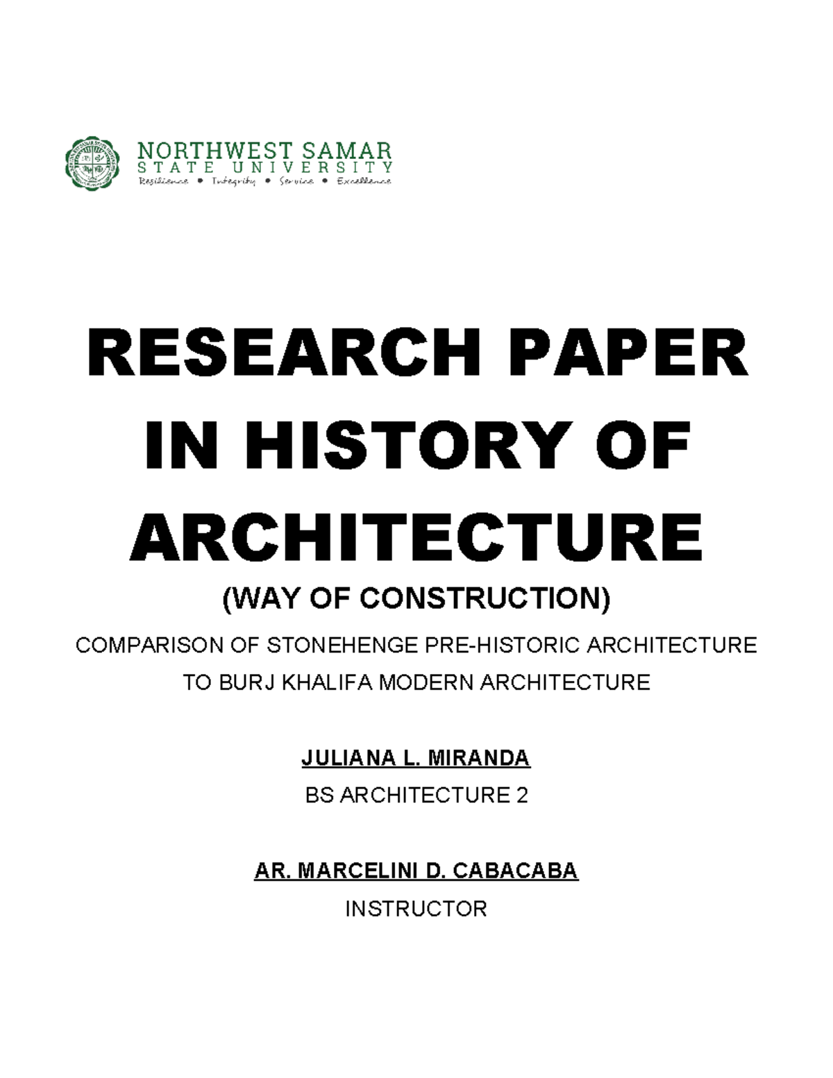 Research paper History of architecture - RESEARCH PAPER IN HISTORY OF ...