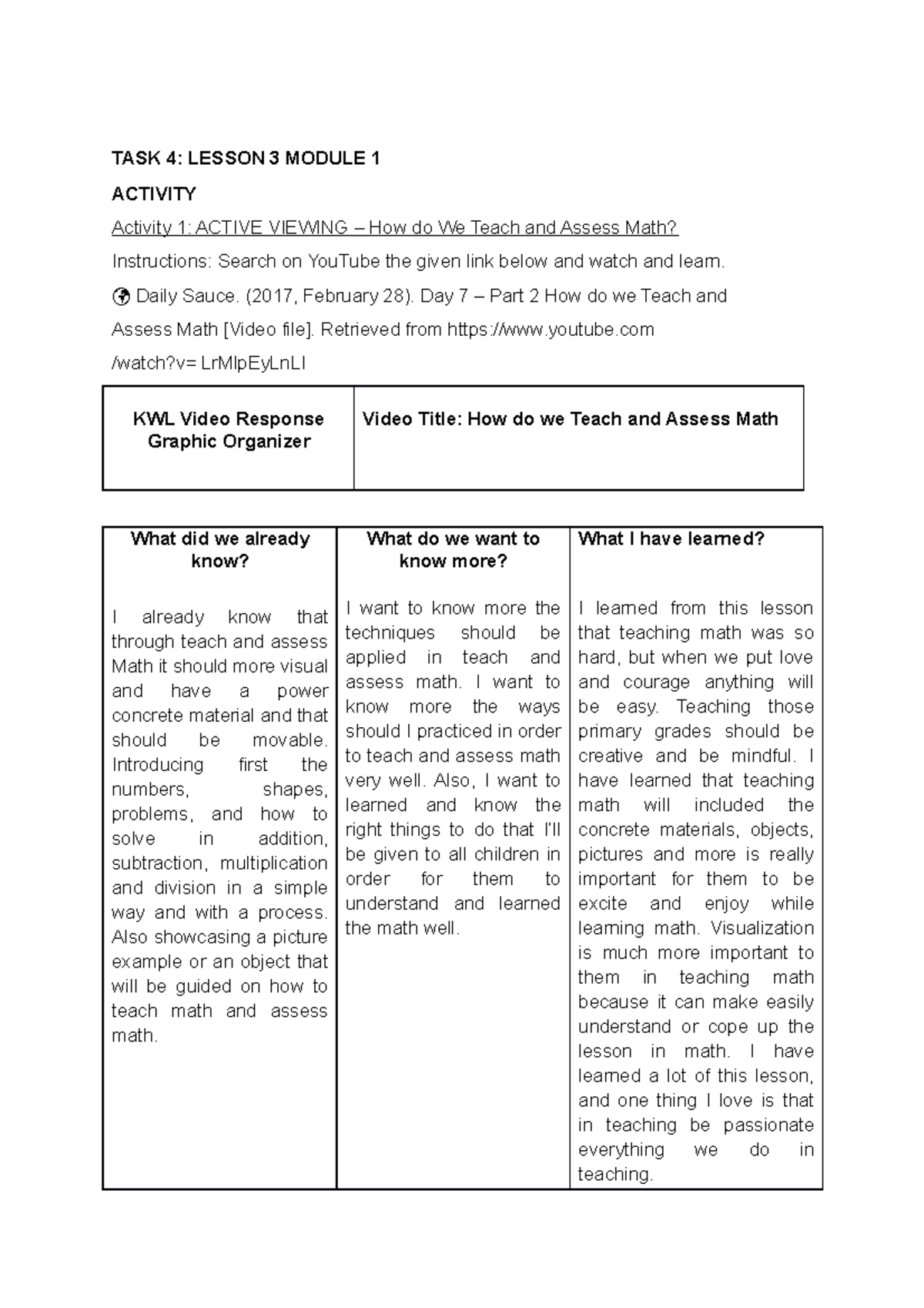 TASK 4 MATH Magallen - Dream big and don't give up keep on fighting for ...
