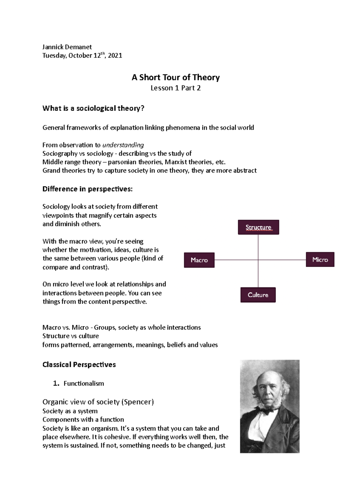 Lesson I Part II - Sociology Lecture Notes - Jannick Demanet Tuesday ...