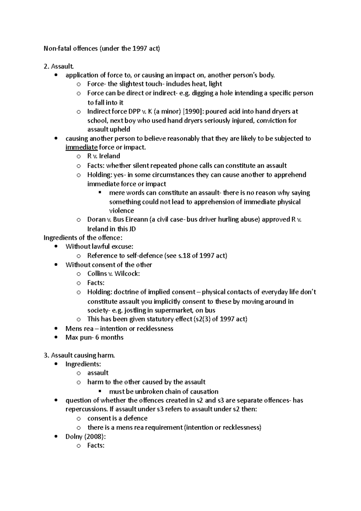 non fatal offences against the person 1997 act - Non-fatal offences ...
