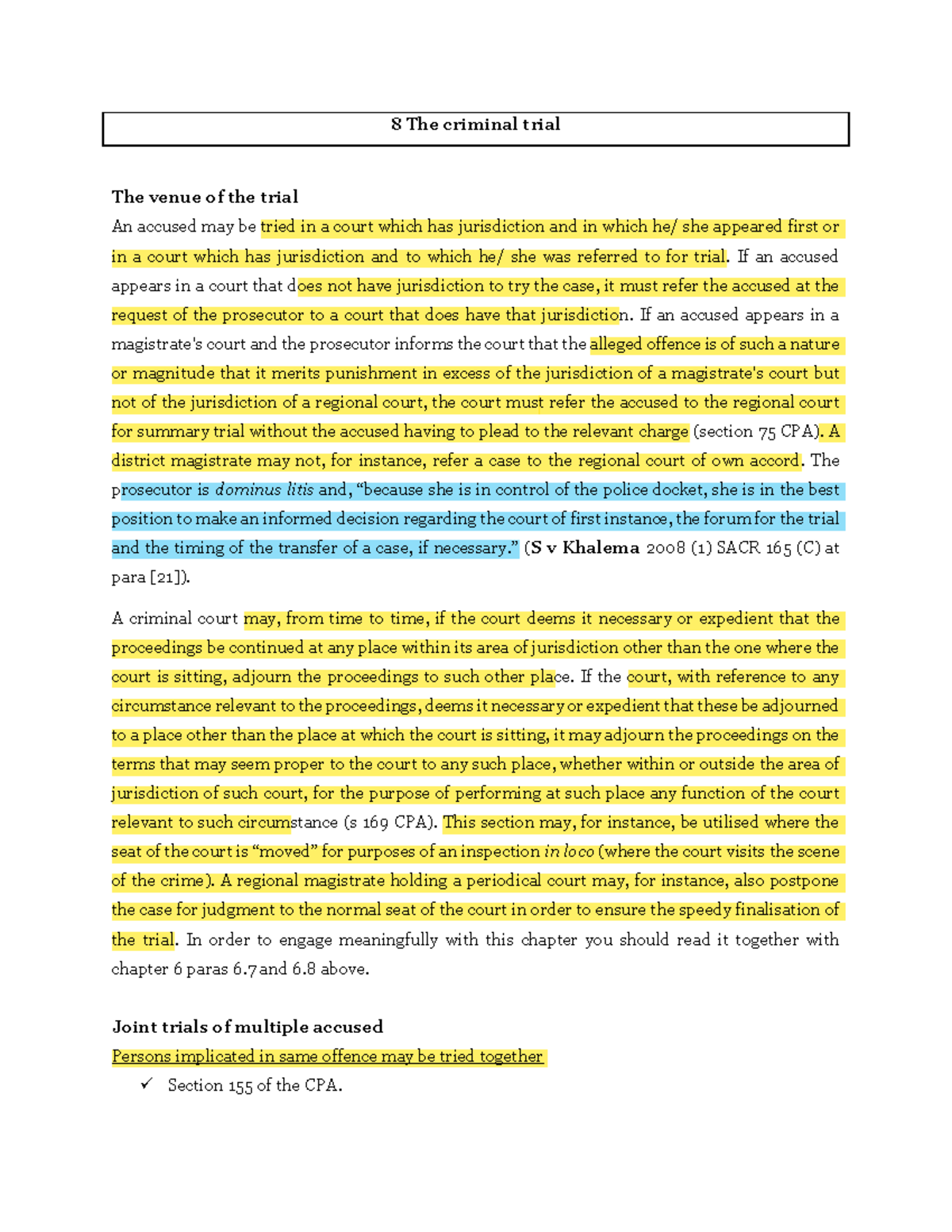 Study Units 8 Criminal trial - 8 The criminal trial The venue of the ...