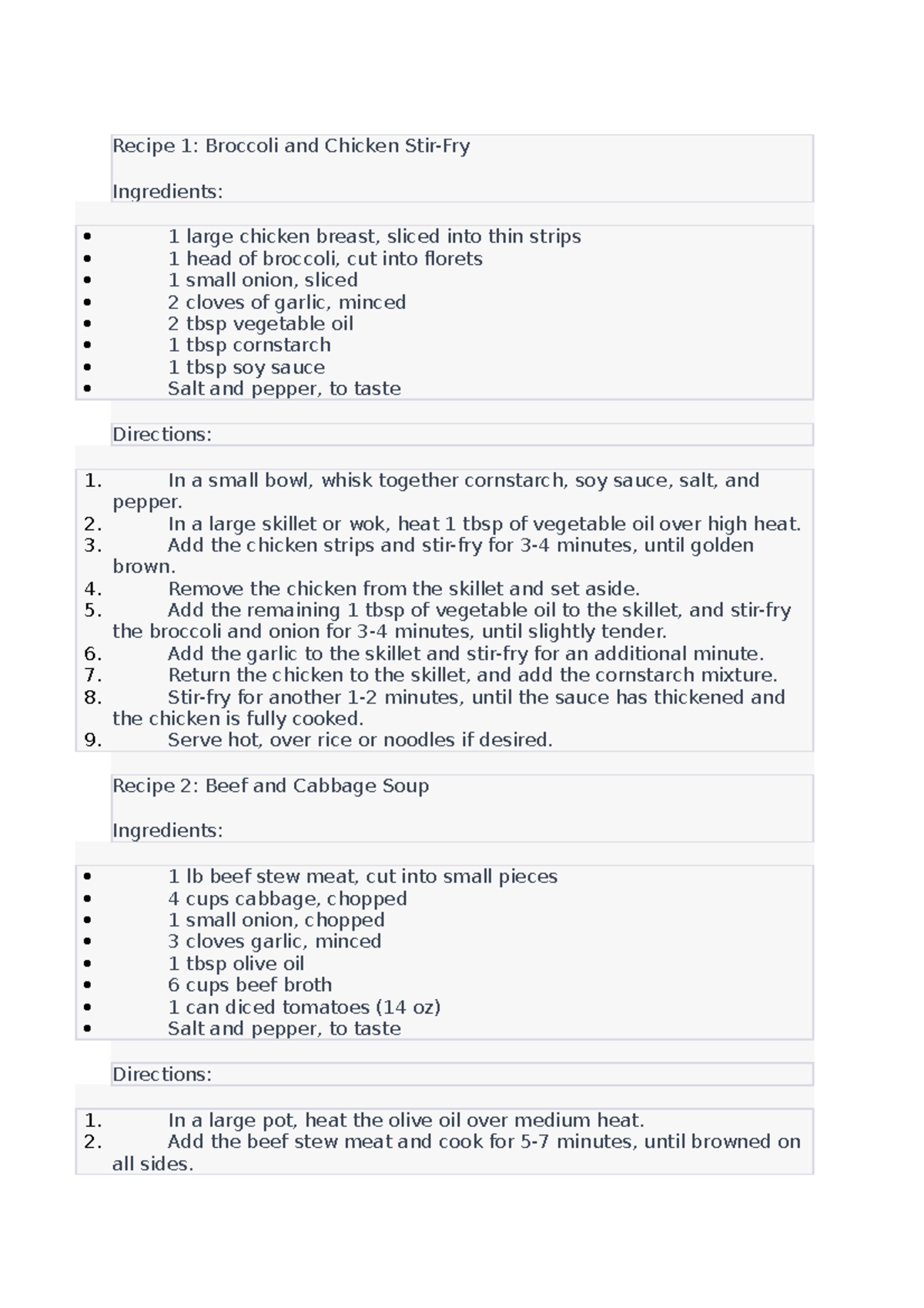Recipe 1 - Geschichte des Ost Europa - Recipe 1: Broccoli and Chicken ...