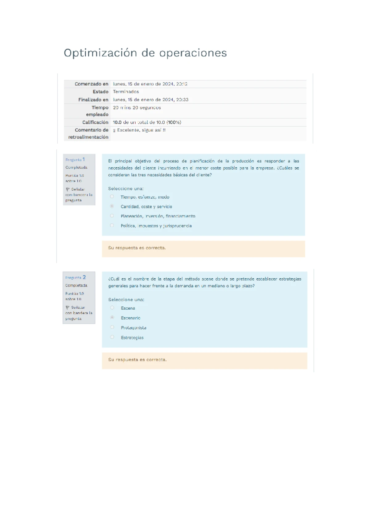 Examen S4 Optimización de operaciones - Optimización de operaciones Comenzado enjueves, 22 de ...