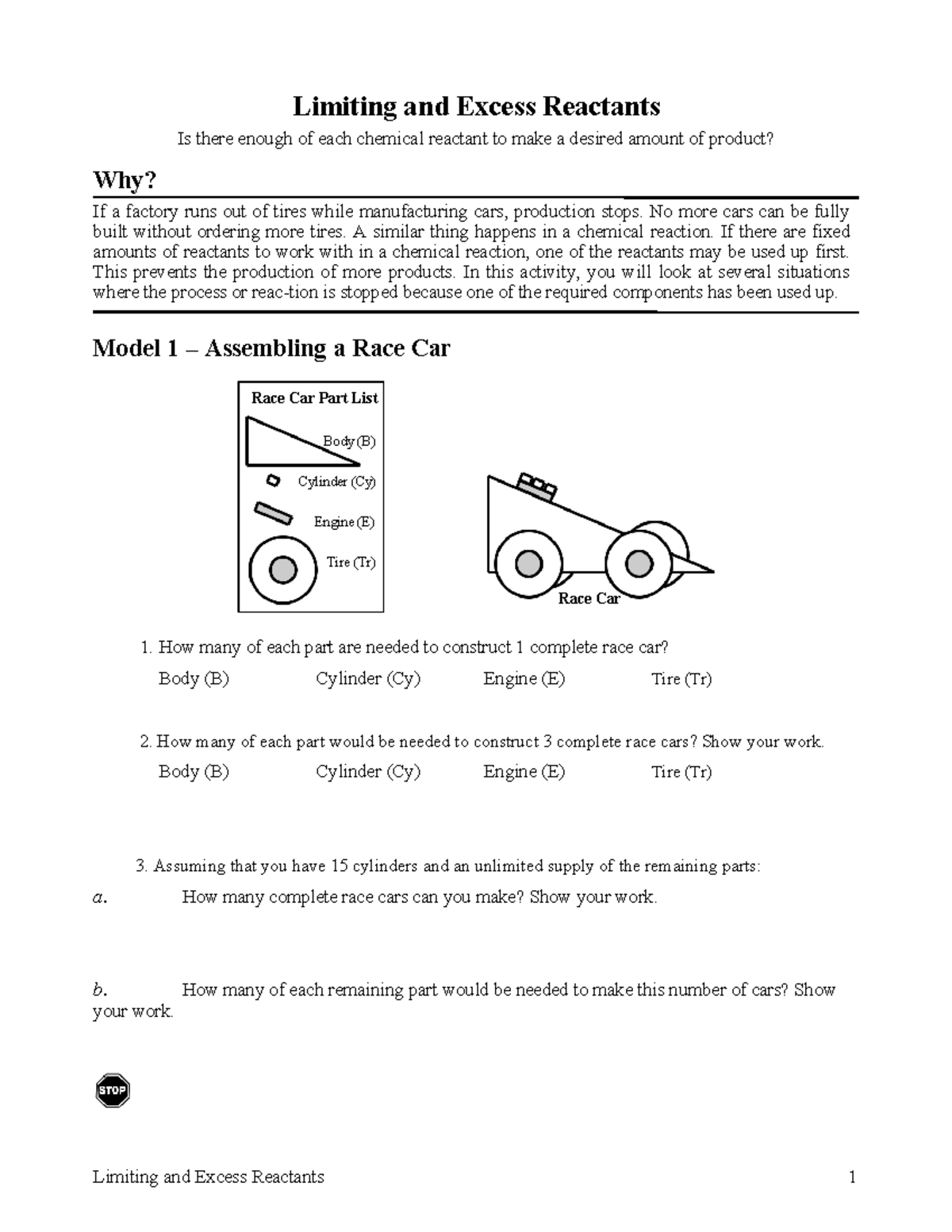 24 Limiting and Excess Reactants-S - Limiting and Excess Reactants Is ...