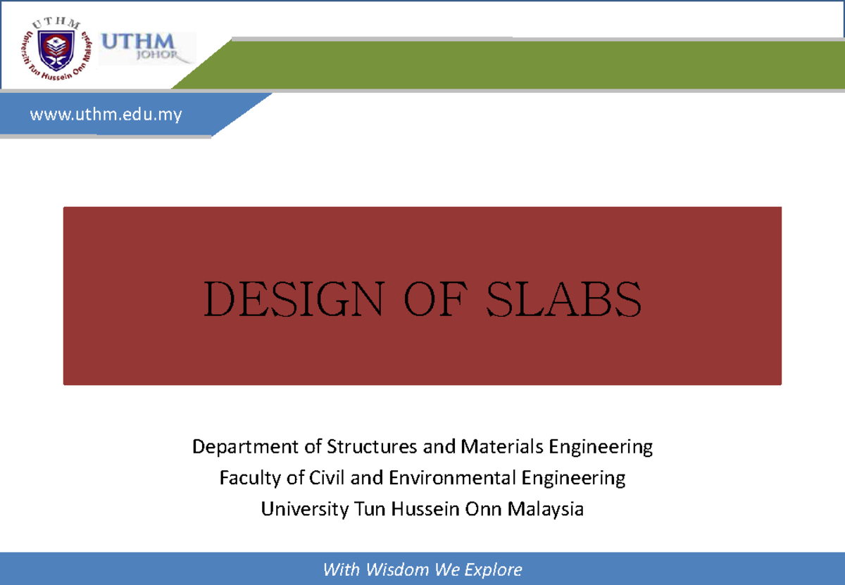 Chapter 6 - Al about slab design - DESIGN OF SLABS uthm.edu Department ...