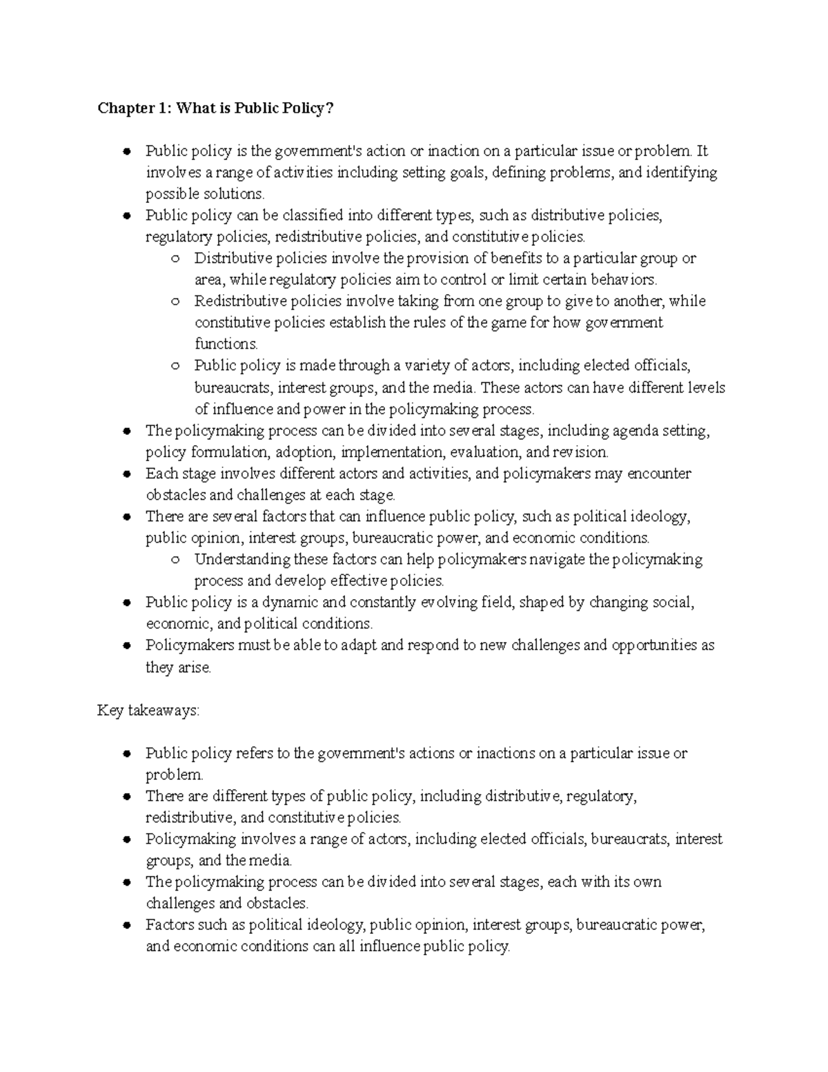 PS 220 Chapter 1 - PS 220 Notes for Ch 1 - Chapter 1: What is Public ...