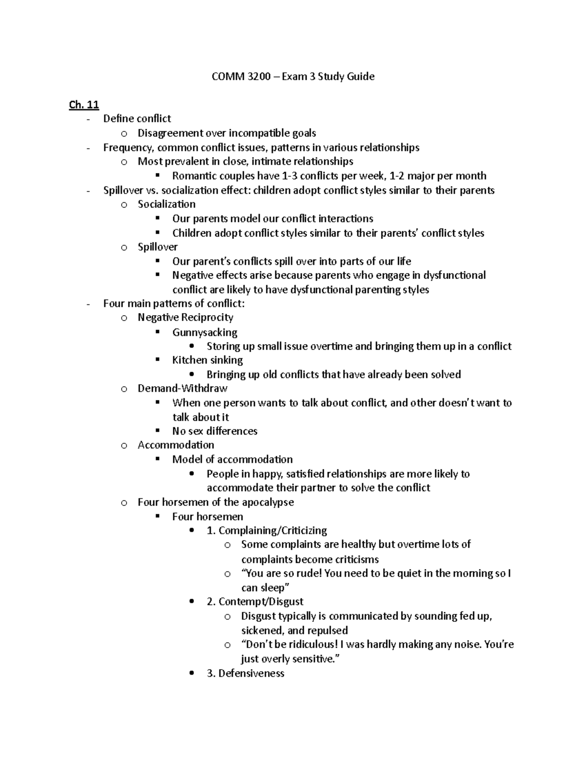 COMM 3200 Exam 3 Study Guide - COMM 3200 Exam 3 Study Guide Ch. 11 ...