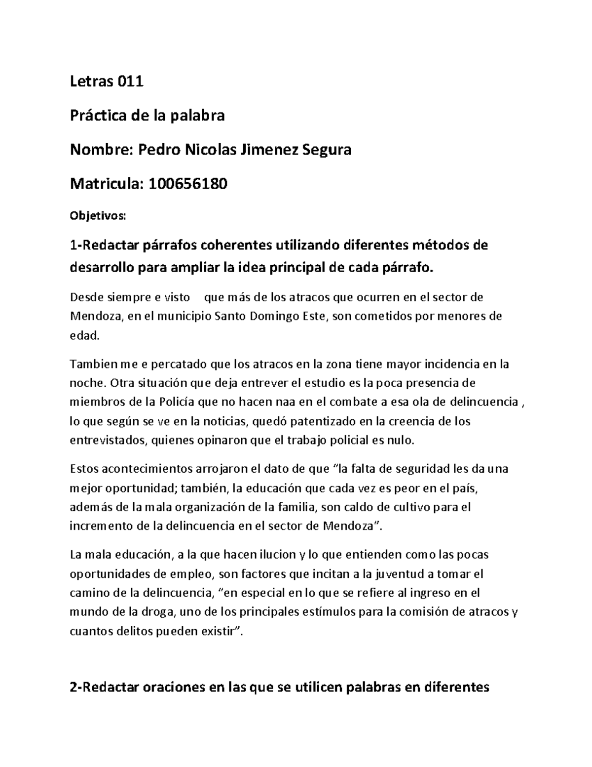 Documento - buena para hacer tu practica - Letras 011 Práctica de la ...